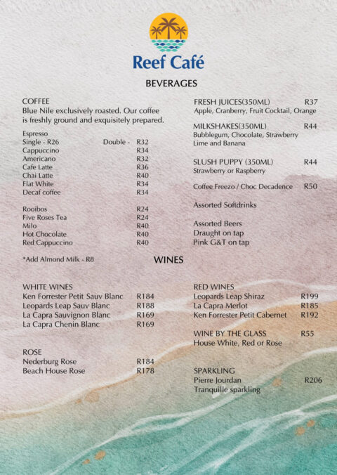 Reef Cafe Menu | Get your family access card for the year